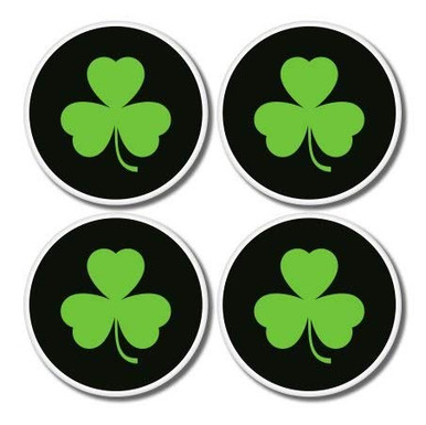 AK Wall Art Shamrock Set of 4 Round Vinyl Sticker - Car Phone Helmet ...