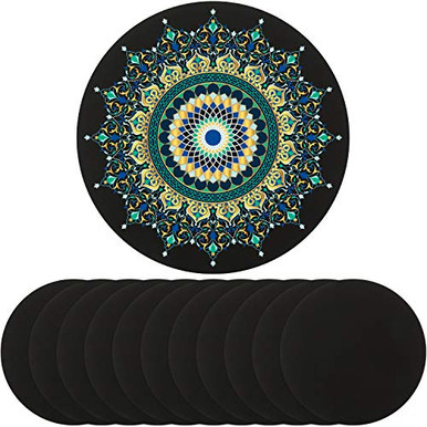 12 Pieces Round Black Cardboard Mandala Cardboard Painting Round ...