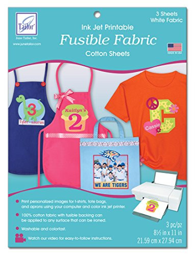 June Tailor Fusible Fabric Ink Jet Printable Cotton Sheets, 8-1/2 by 11 ...