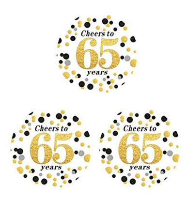 50 Count 2 inch Round Cheers to 65 Years - 65th Birthday Party Favor ...