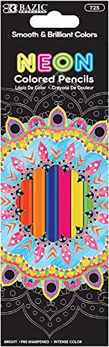 BAZIC 8 Neon Colored Pencils Fluorescence Vibrant Set of Colored Pencil ...