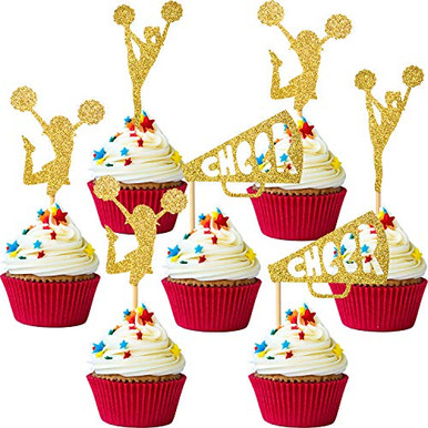 36 Pieces Cheerleader Cupcake Toppers Glitter Cheerleader Cake Topper ...