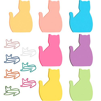 7 Packs Cat Sticky Notes Cat Shaped Sticky Notes Self-Stick Memo Note ...