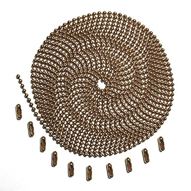 10 Foot Length Ball Chain, #3 Size, Antique Brown, with 10 Matching ...