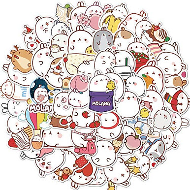 Cute Kawaii Cartoon Chubby Rabbit Stickers-100PCS 2 Stickers Packs ...