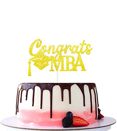 Gold Glitter Congrats MBA Cake Topper A Cake Topper That Can Be Used ...