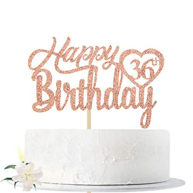 Rose Gold Glitter Happy 36th Birthday Cake Topper Hello 36 Cheers to 36 ...