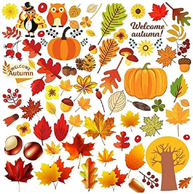 Thanksgiving Window Clings Fall Window Stickers Decals Featuring Turkey ...