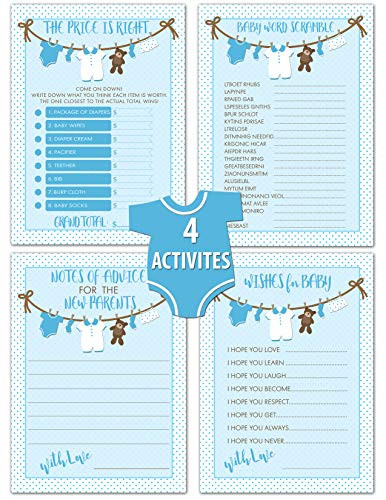 Clothesline Baby Shower Game Bundle 40 Cards - 4 Baby Shower Activities ...