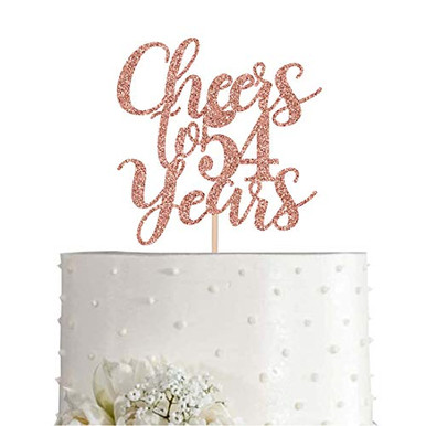 54 Rose Gold Glitter Cheers to 54 Years Cake Topper Happy 54th Birthday ...