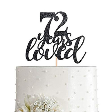 72 Black Glitter Happy 72nd Birthday Cake Topper Cheers to 72 Years ...
