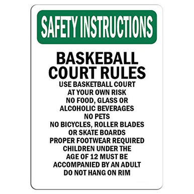 Safety Instructions Sign - Basketball Court Rules Use Basketball Court ...