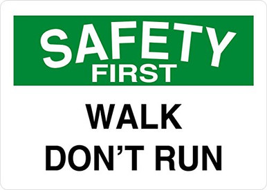 Walk Dont Run Safety First OSHA ANSI Label Decal Sticker 8 inch ...