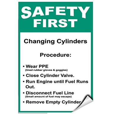 Safety First Follow Cylinders Changing Procedure? Label Decal Sticker 8 ...