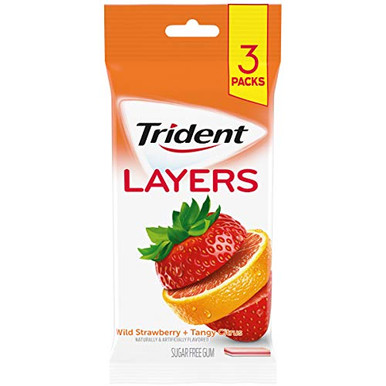 Trident Layers Sugar Free Gum Wild Strawberry and Tangy Citrus Flavor 3 ...