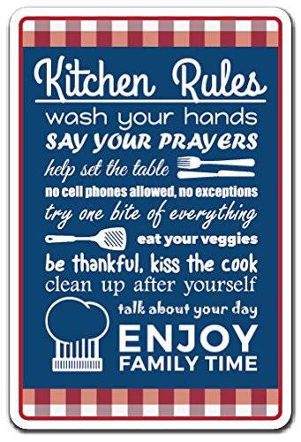 Kitchen Rules Sign Kitchen Home Rules Family Food Clean Cook Indoor ...