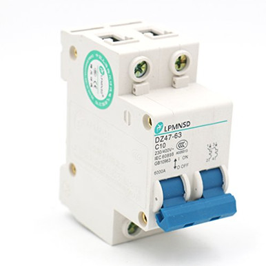 Baomain Miniature Circuit Breaker DZ47-63 C10 AC 230V 400V 10Amp 2 Pole DIN Rail Mounting ...