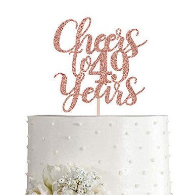 49 Rose Gold Glitter Cheers to 49 Years Cake Topper Happy 49th Birthday ...