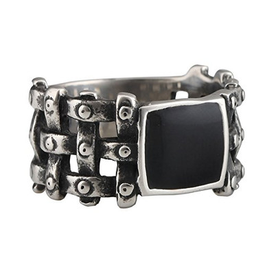 Stainless Steel Biker Motor Chain Handmade Braided Knot Mens Ring ...