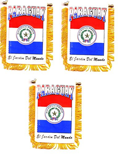 World Flags Direct Pack of 3 Paraguay 3 1 2 inch x 5 inch Window Banner ...