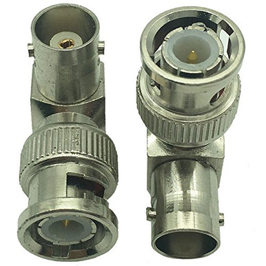 DONG L-shaped BNC Male Plug to Female Right Angle to Female Coax Coaxial Cable Adapter Connector ...