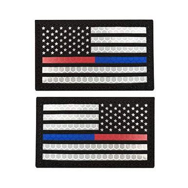 3.5x2 Inch Solas Reflective Thin Blue Line Thin Red Line US USA ...