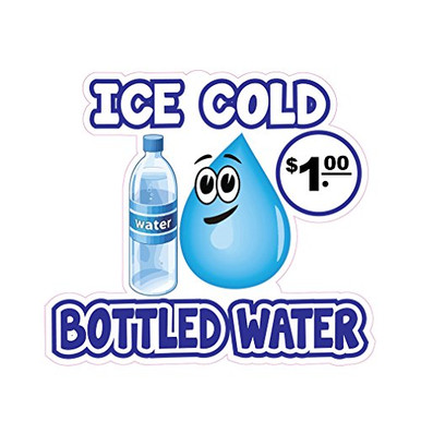 Ice Cold Bottled Water Concession Restaurant Food Truck Die-Cut Vinyl ...