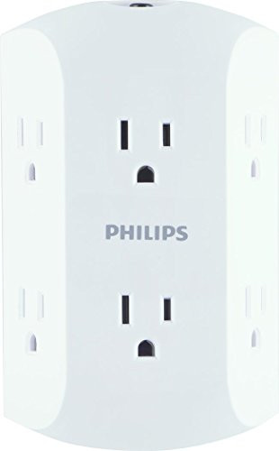 Philips 6 Outlet Wall Charger, Resettable Circuit Breaker, Grounded ...