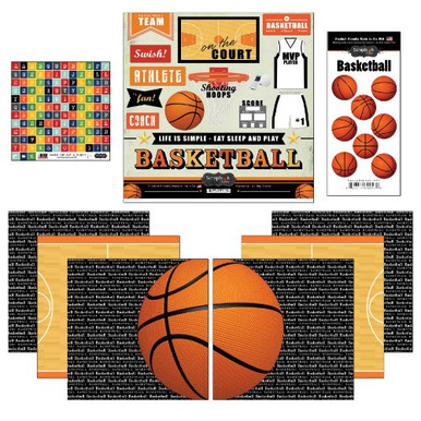 Scrapbook Customs Go Big Basketball Themed Paper and Stickers Scrapbook ...