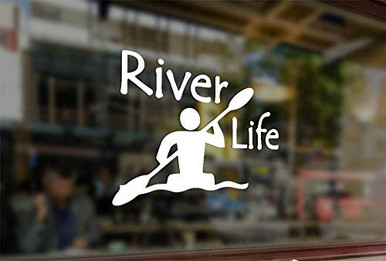 25 Centimeters River Life with Kayak in Tie Dye Vinyl Stickers Funny ...