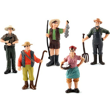 DOYIFun 5 Pcs Realistic Farmer People Model Figures Toy Playset Plastic ...