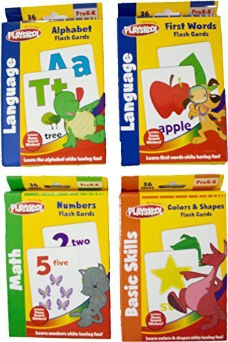 Playskool Prek-K Flash Cards - First Words, Colors and Shapes, Alphabet ...