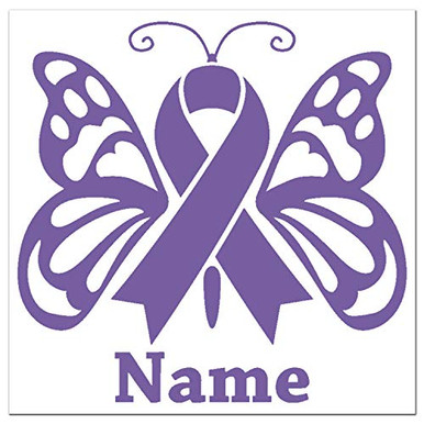 Custom Cancer Memorial - Memoriam Butterfly Ribbon Vinyl Decal Sticker ...