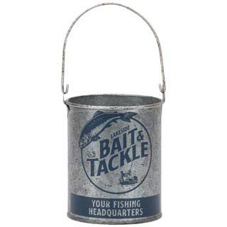 Open Road Brands Lakeside Bait and Tackle Metal Bucket ...