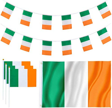 Whaline Ireland Flag Set 3x5 Foot Large Ireland Irish Flag 18.7 Feet ...