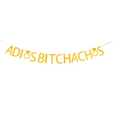Minhero Adios Bitchachos gold glitter banner Fiesta Party Decorations ...
