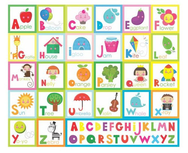 Cute Alphabet Character Squares Peel and Stick Vinyl Stickers Wall Art ...