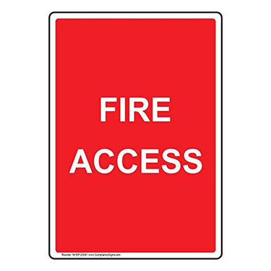 Vertical Fire Access Sign Red 10x7 in. Plastic for Fire Safety ...