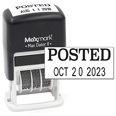 MaxMark Self-Inking Rubber Date Office Stamp with Posted Phrase and ...