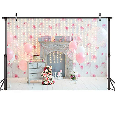 Dudaacvt 7x5ft Pink Background Birthday Photography Flowers 1st ...