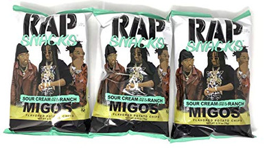 Rap Snacks 2.75 oz Potato Chip Bags Pack of 3 Migos - Sour Cream and ...