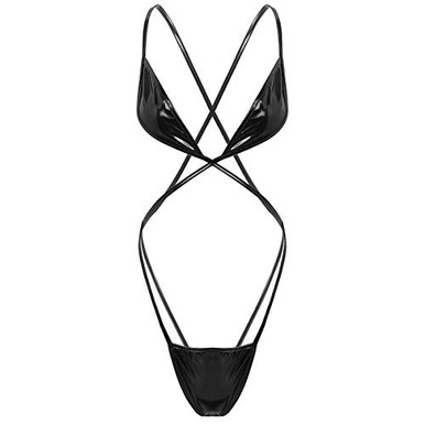 TiaoBug Womens Shiny Metallic Micro Bikini Lingerie Bodysuit Swimsuit ...