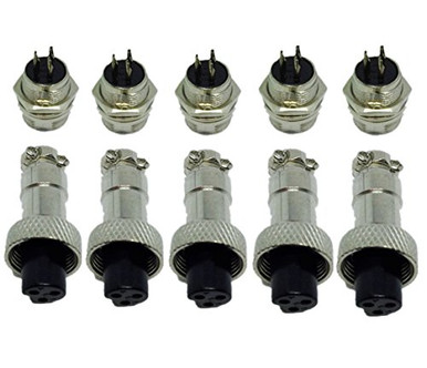 Lsgoodcare 5PCS 5A 12MM 3 Pin Female Aviation Connector Plug + 5PCS 5A ...