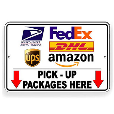 Lplpol Aluminum Sign Pick Up Packages Here Arrows Down Metal Sign ...