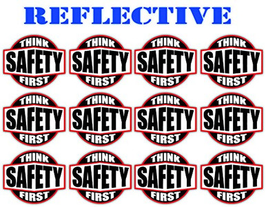 12 Pack Reflective Think Safety First Hard Hat Stickers Motorcycle ...