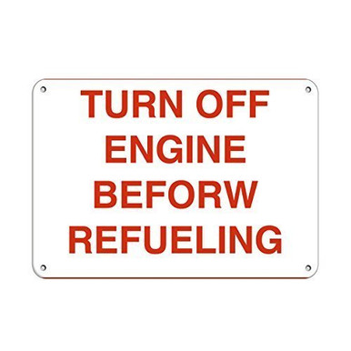 DYLAN MILLER Safety Sign - Turn Off Engine Before Refueling Hazard Sign ...