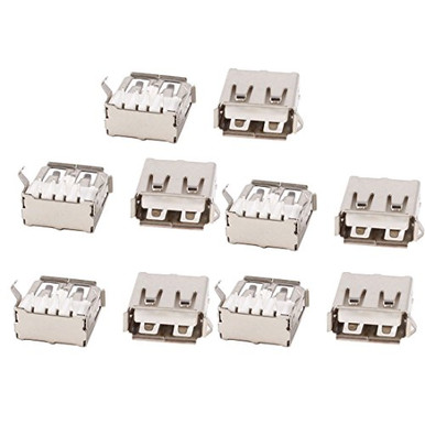 Uxcell USB Female Type A 4-Pin DIP Right Angle Plug Jack Socket ...