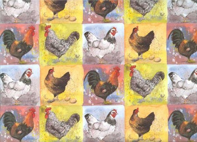 Alex Clark Checkerboard Chickens Rolled Gift Wrapping Paper 2 Sheets 19 ...