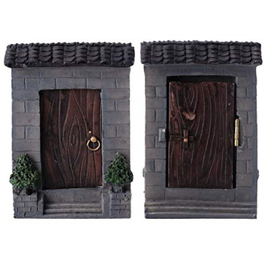 IMIKEYA Miniature Stone Wood Gate Fairy Garden Ornament Dollhouse Decor ...