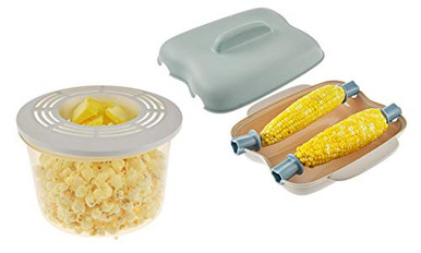 HOME-X Dual Cave Microwave Corn Cooker with 4 Skewers-BPA Free Corn ...